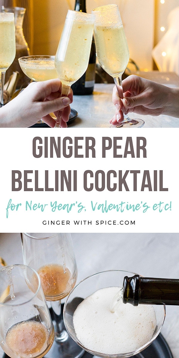 Festive Ginger Pear Bellini Recipe with 'Gold Flakes' - Ginger with Spice