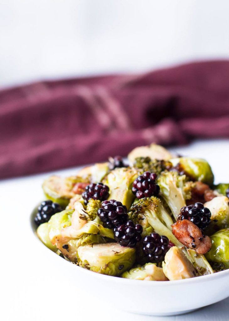 Blackberry Glazed Brussels Sprouts and Broccoli - Ginger with Spice