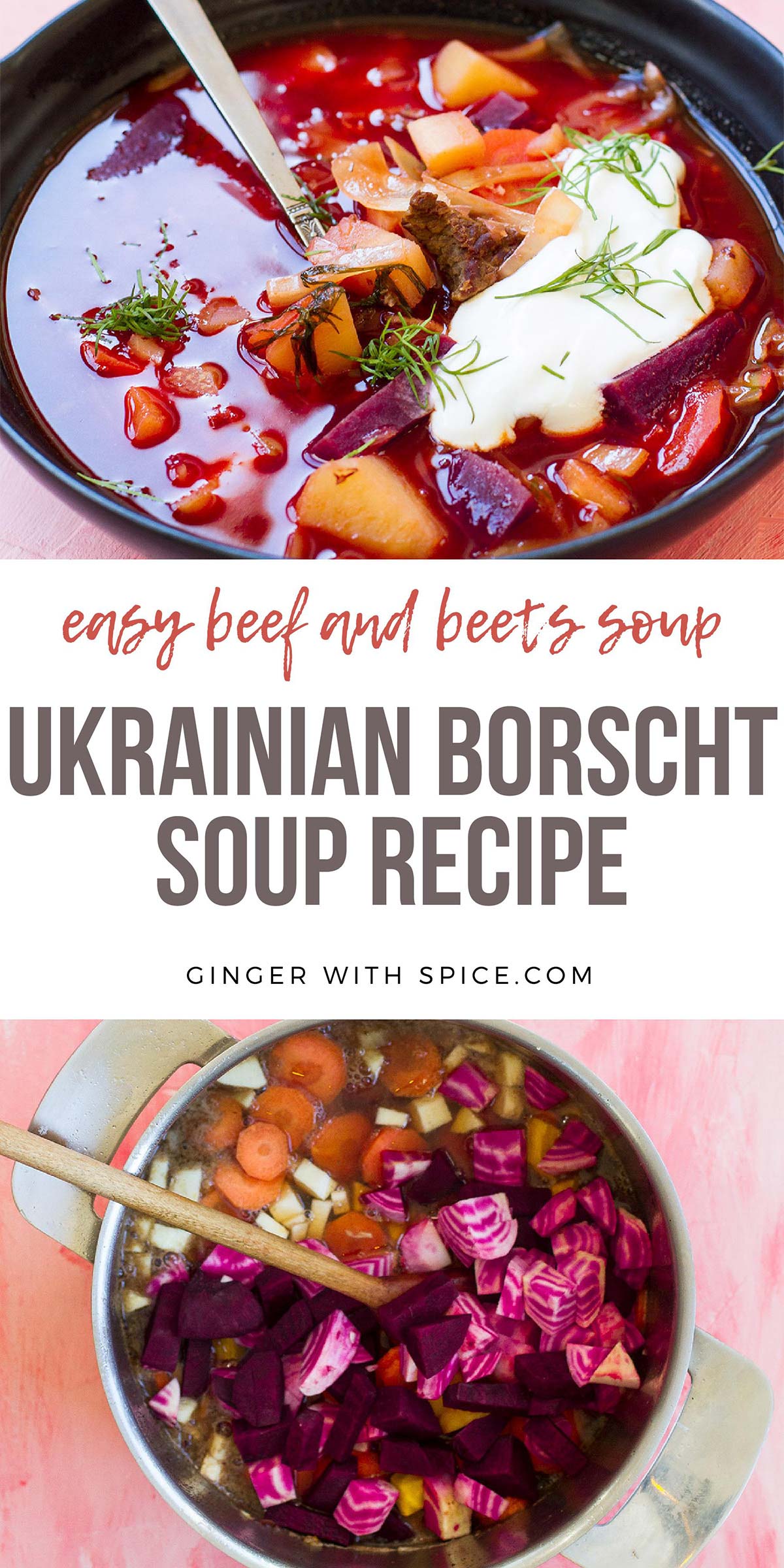Easy Ukrainian Borscht Soup Recipe (Beet Soup) - Ginger with Spice