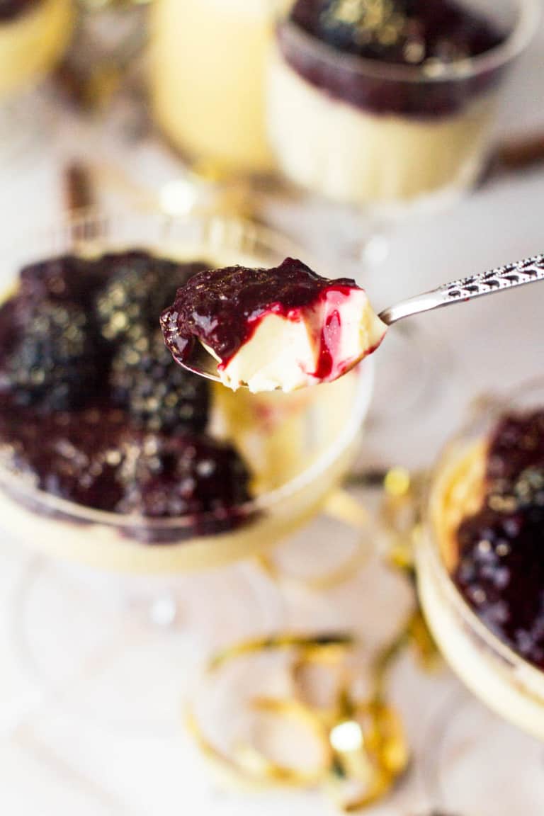 Blitzen’s Eggnog Panna Cotta with Blackberry Sauce - Ginger with Spice