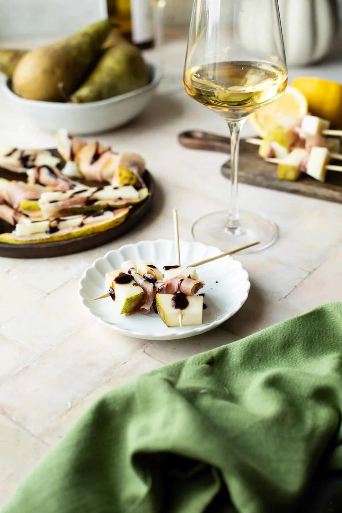 Prosciutto Pear and Manchego Appetizer - Ginger with Spice
